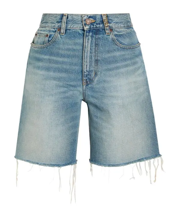 Chloé Versatile High-rise Frayed Denim Bermuda Shorts - Gray