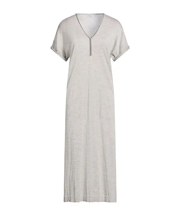 Brunello Cucinelli V-neck Short Sleeve Knit Dress