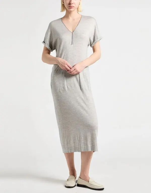 Brunello Cucinelli V-neck Short Sleeve Knit Dress