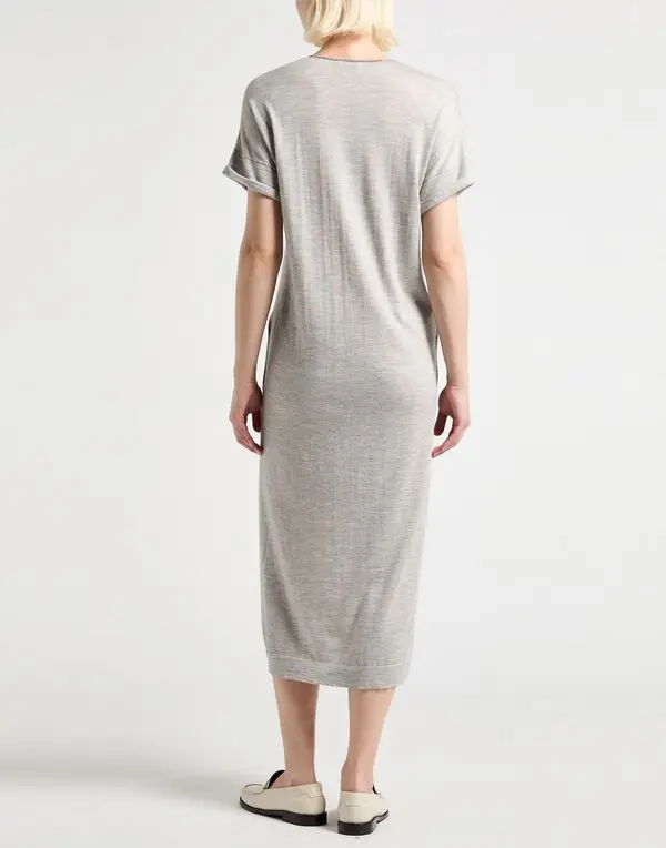 Brunello Cucinelli V-neck Short Sleeve Knit Dress