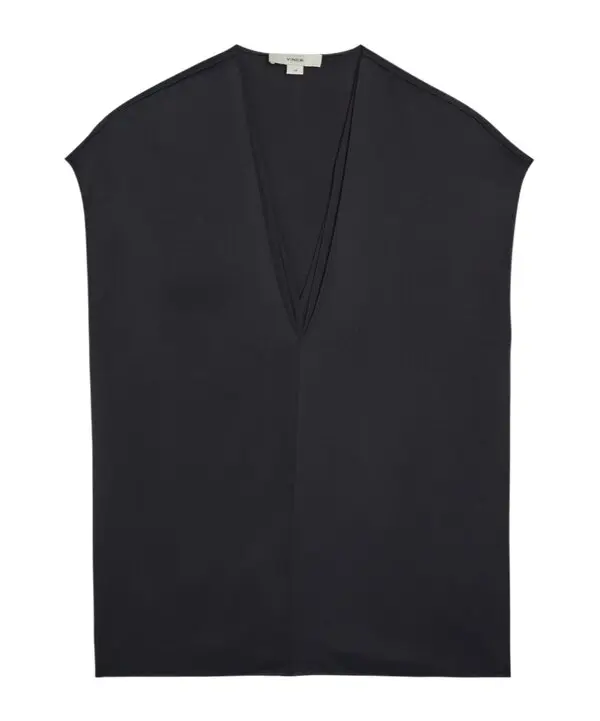 Vince Double-layered V-neck Silk-blend Top - Black