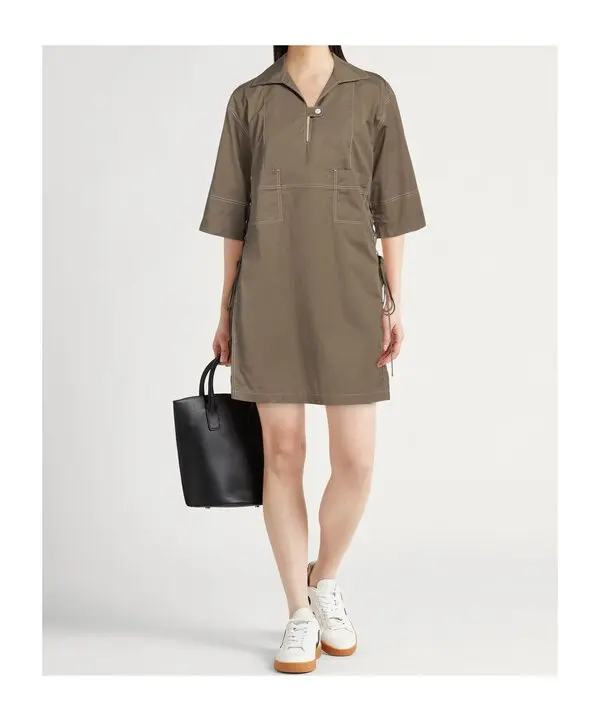 Tory Burch Lapel Short Sleeve Dress With Patch Pockets