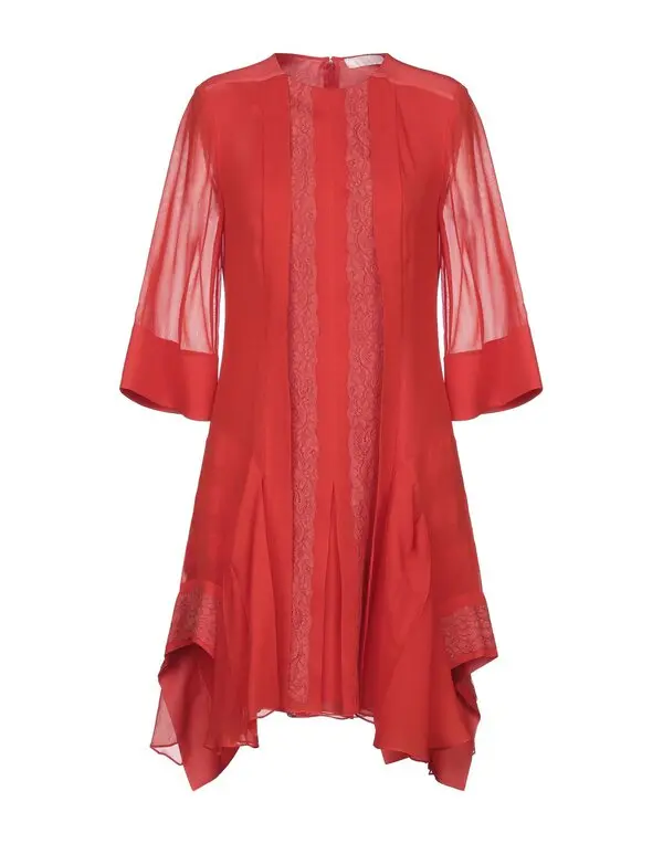 Chloé Lace Crepe Crewneck Short Dress