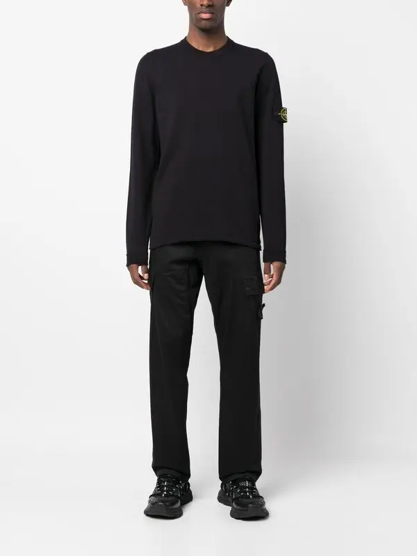 Stone Island Logo Patch Crewneck Knitted Jumper - Blue