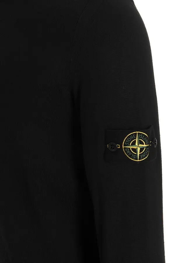 Stone Island Logo Patch Crewneck Knitted Jumper - Blue