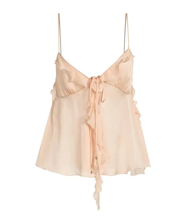 Chloé Silk Ruffled Camisole - Nude