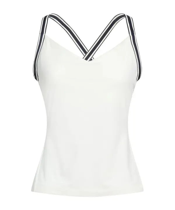Tory Burch V-neck Sleeveless Jersey Top With Piping