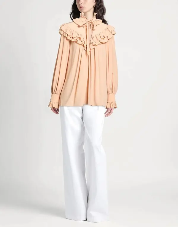 Chloé Ruched Bow-tie Neckline Crepe Top