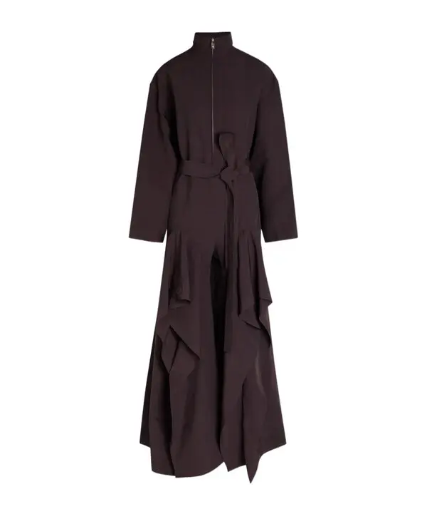 Alaïa High Neck Ruffled Jumpsuit - Black