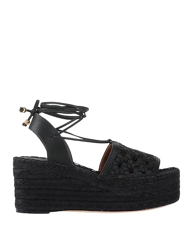 Tory Burch Leather Wedge Heel Lace-up Sandals - Black