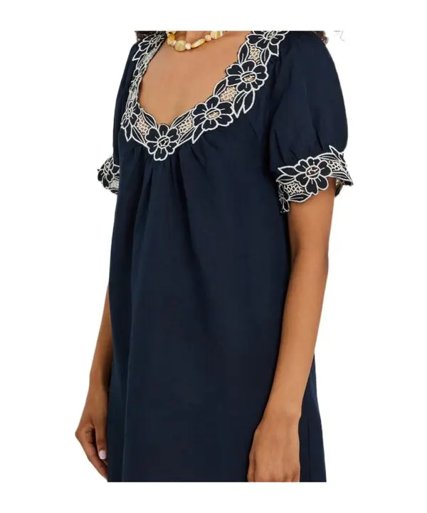 Rixo Floral Hollow Lace Puff Sleeve Mini Dress