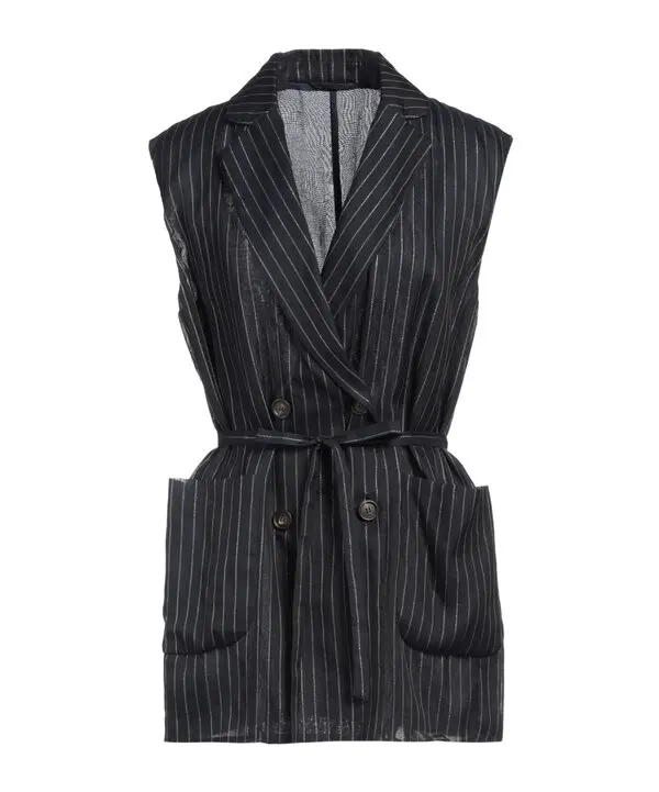 Brunello Cucinelli Double-breasted Pinstriped Sleeveless Blazer