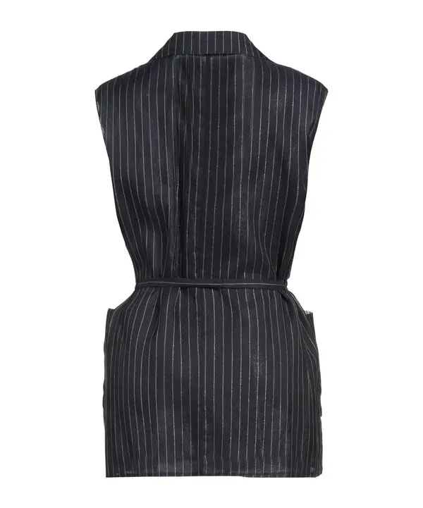 Brunello Cucinelli Double-breasted Pinstriped Sleeveless Blazer