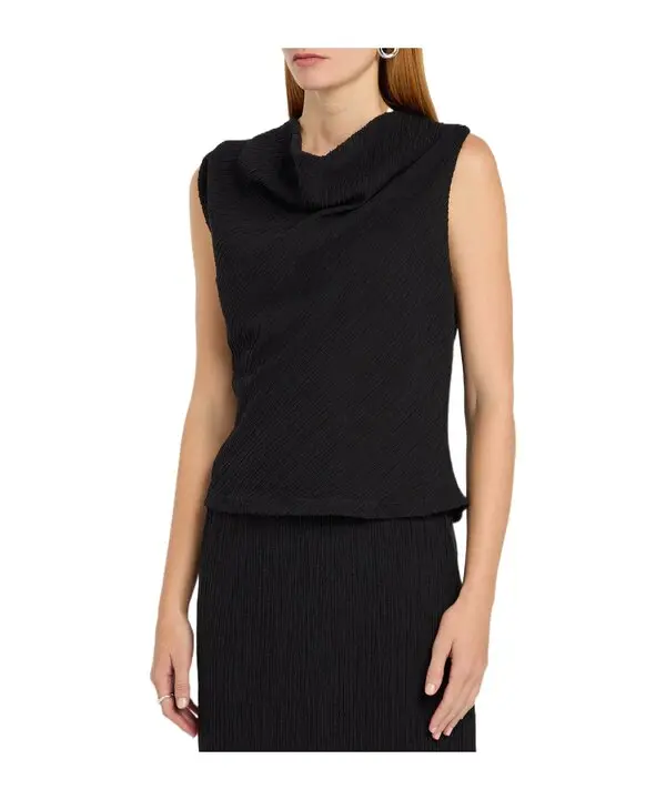 Vince Draped Textured Fine-knit Cowl Neck Top
