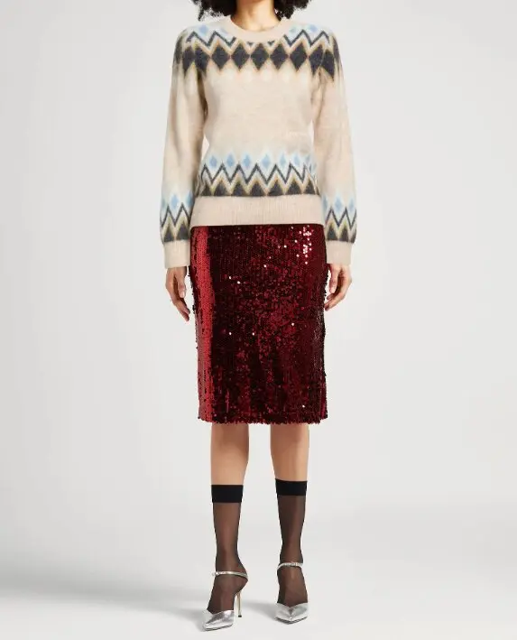 GANNI Geometric Print Long Sleeve Sweater