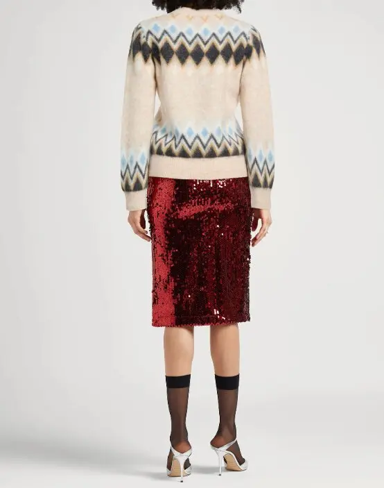 GANNI Geometric Print Long Sleeve Sweater