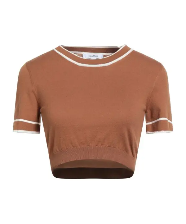 Max Mara Short-sleeved Crewneck Knit Top - Brown