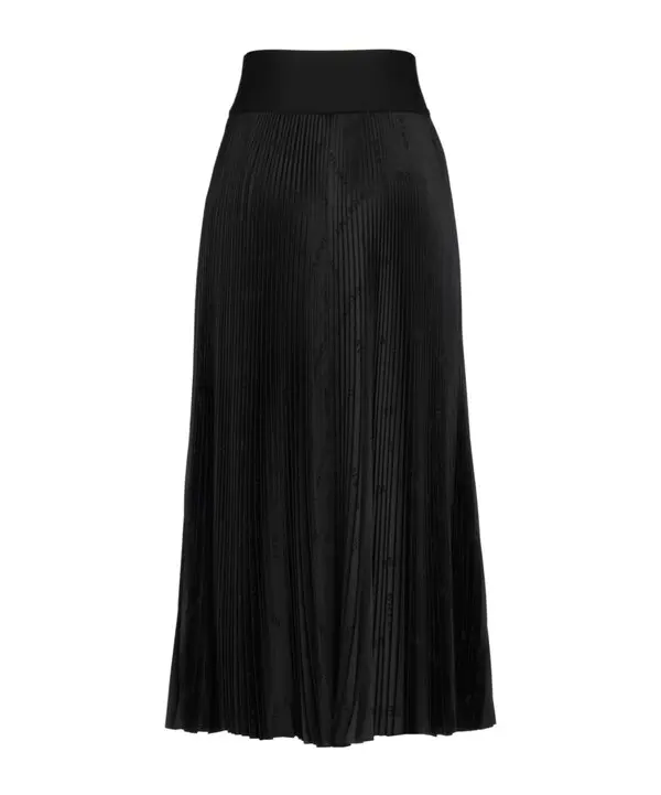 Balenciaga Pleated Midi Skirt With Logo Waistband