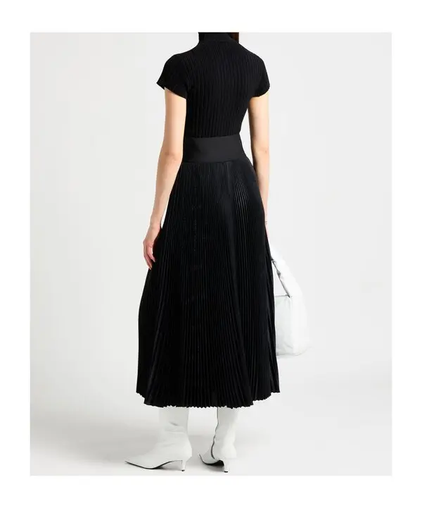 Balenciaga Pleated Midi Skirt With Logo Waistband