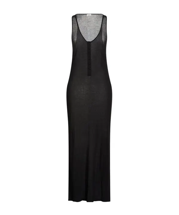 Saint Laurent Ribbed Jersey Sleeveless Maxi Dress