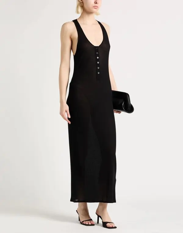Saint Laurent Ribbed Jersey Sleeveless Maxi Dress