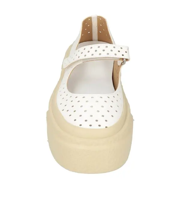MAISON MARGIELA White Perforated Leather Mary Jane Wedge Heels