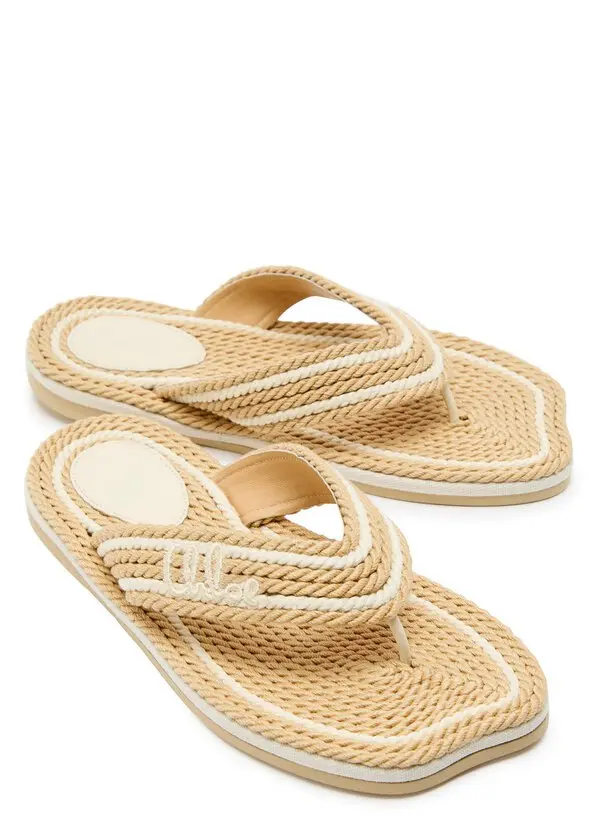 Chloé Hand-braided Leather Strap Slide Sandals