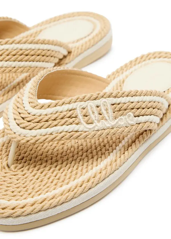Chloé Hand-braided Leather Strap Slide Sandals