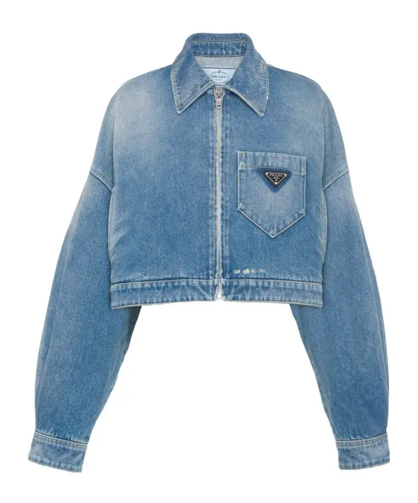 Prada Cropped Organic Denim Jacket