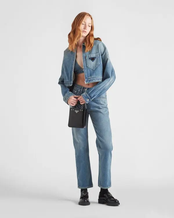 Prada Cropped Organic Denim Jacket