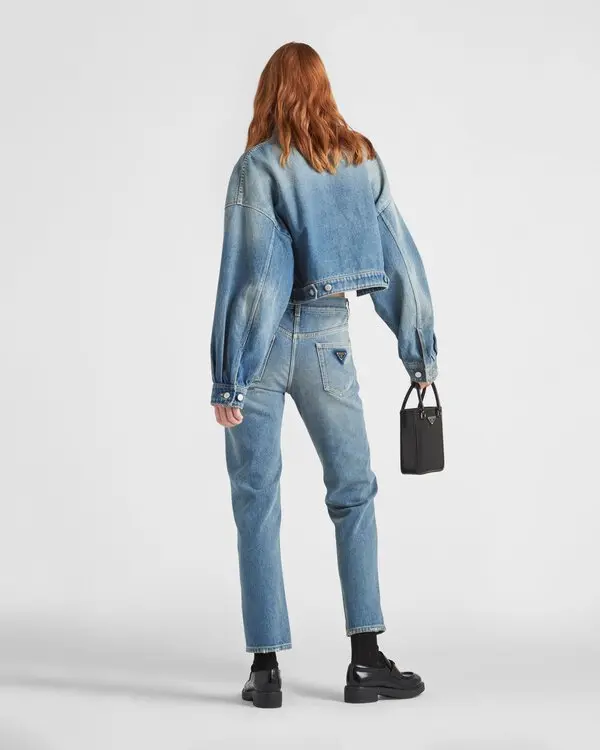 Prada Cropped Organic Denim Jacket