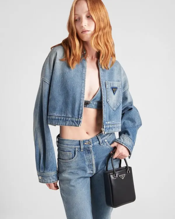 Prada Cropped Organic Denim Jacket