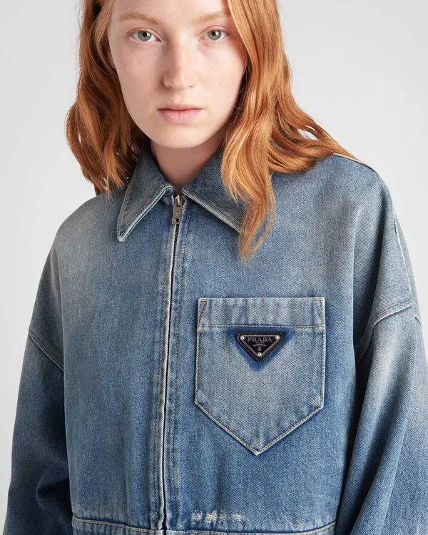 Prada Cropped Organic Denim Jacket