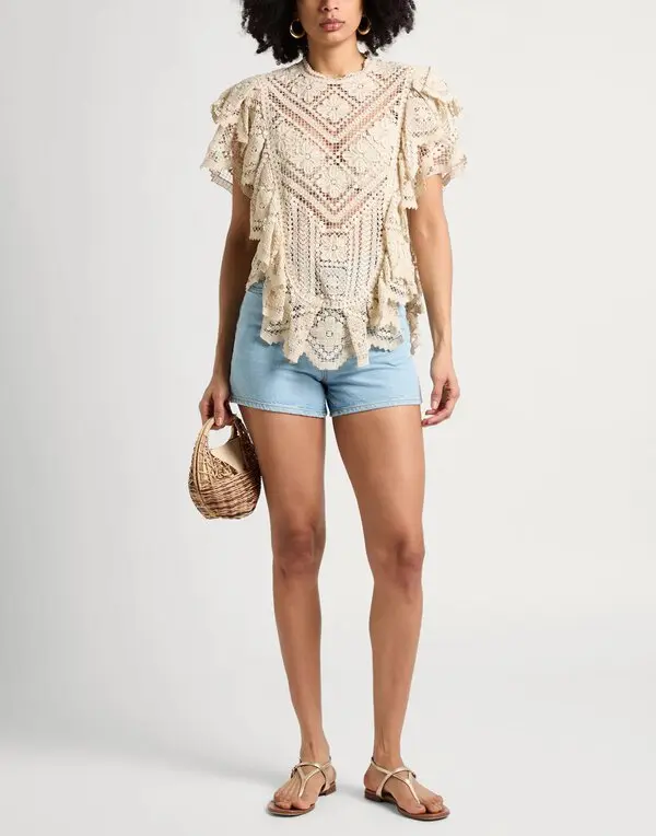 Isabel Marant Étoile Solid Color Lace Short Sleeve Top