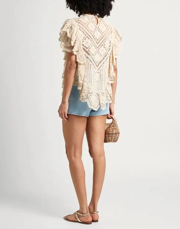 Isabel Marant Étoile Solid Color Lace Short Sleeve Top
