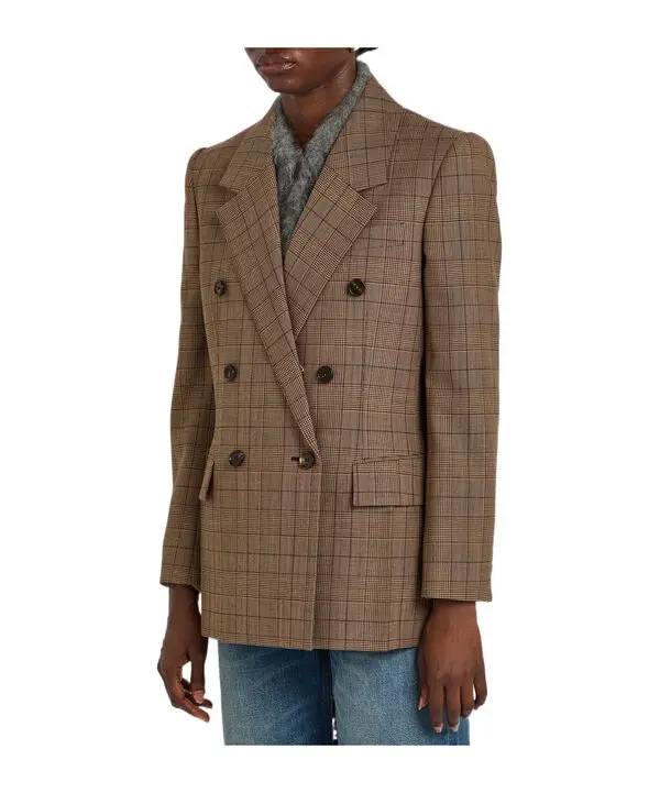 Chloé Checked Double-breasted Wool Blazer