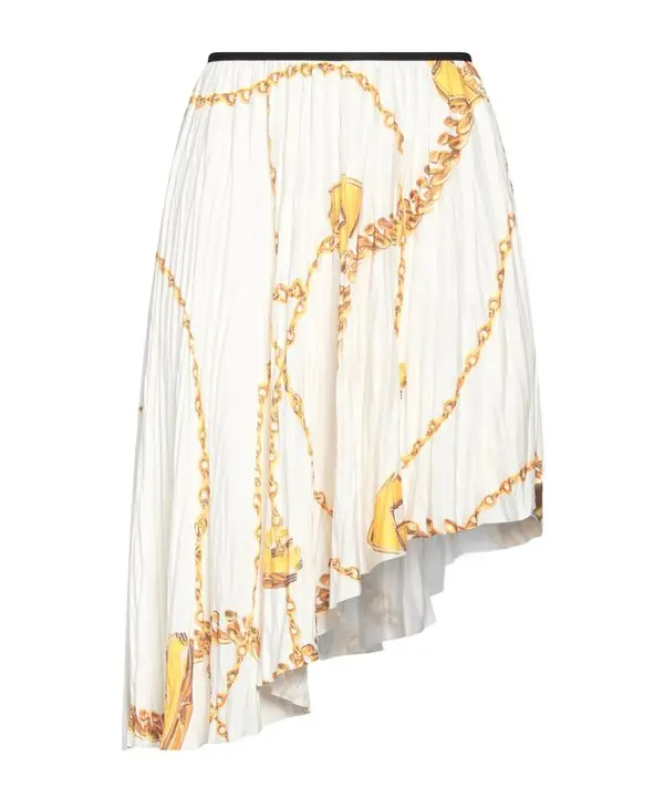 Burberry Asymmetrical Pleated Skirt With Graphic Print - White