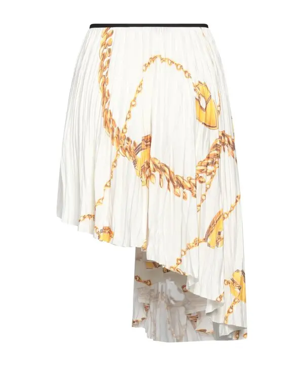 Burberry Asymmetrical Pleated Skirt With Graphic Print - White