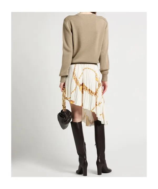 Burberry Asymmetrical Pleated Skirt With Graphic Print - White