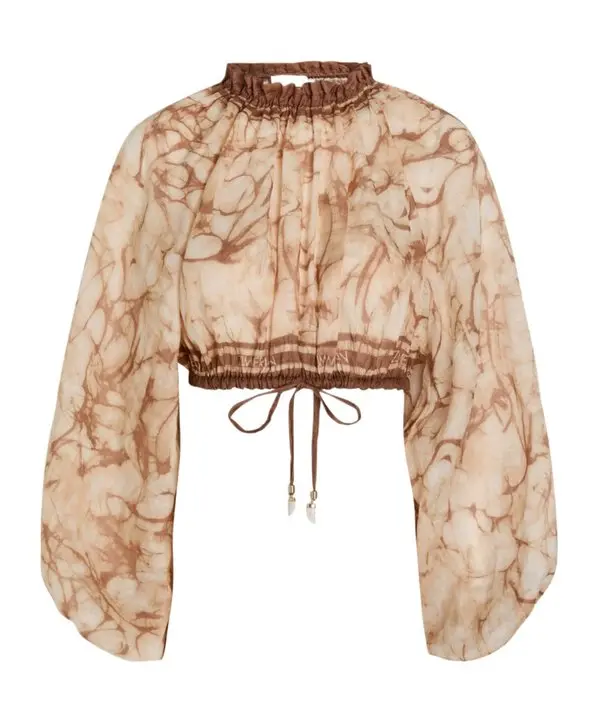 Zimmermann Tie-dye Cropped Ramie Top