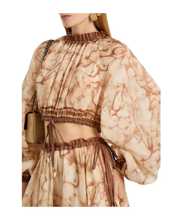 Zimmermann Tie-dye Cropped Ramie Top