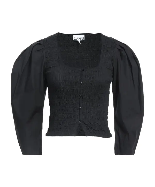GANNI Pleated Long Sleeve Top