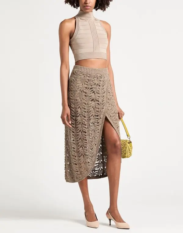 Brunello Cucinelli Solid Color Knit Midi Skirt