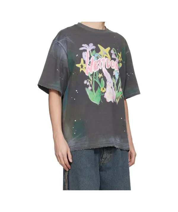 We11Done Dirty Print Crew Neck T-shirt