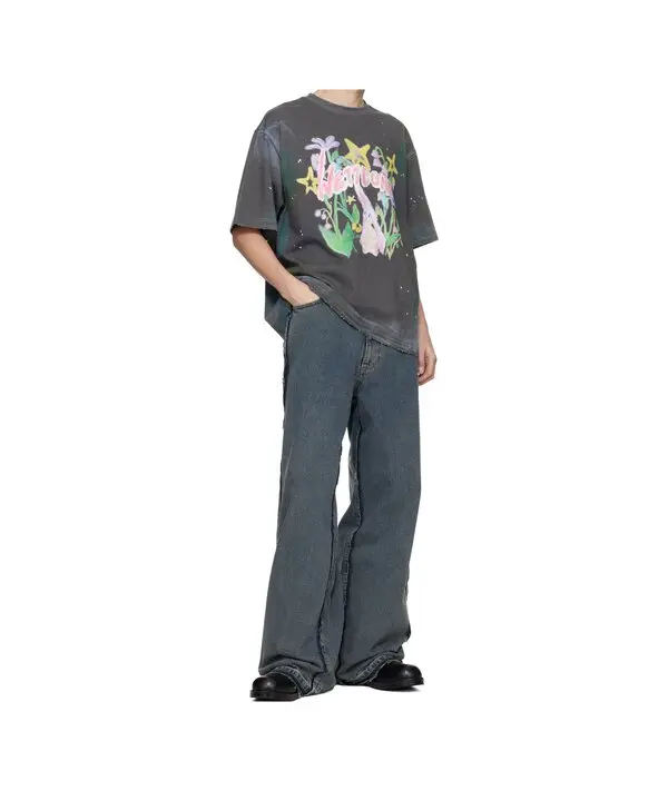 We11Done Dirty Print Crew Neck T-shirt