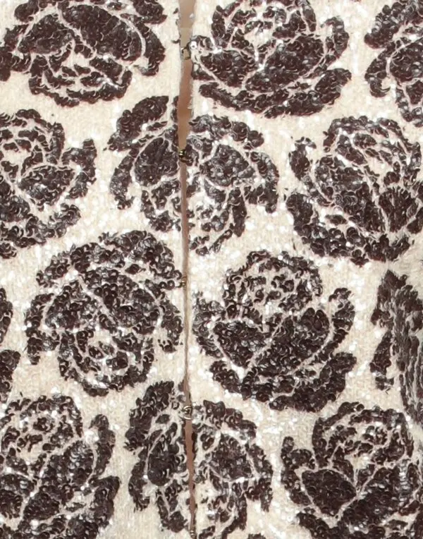 Tory Burch Floral Print Sequined Wool Cardigan