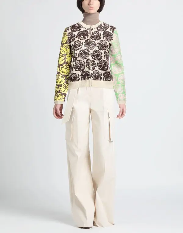 Tory Burch Floral Print Sequined Wool Cardigan