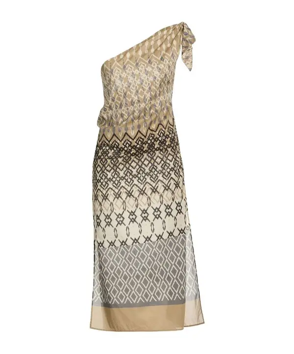 Brunello Cucinelli Colorful Woven One-shoulder Dress