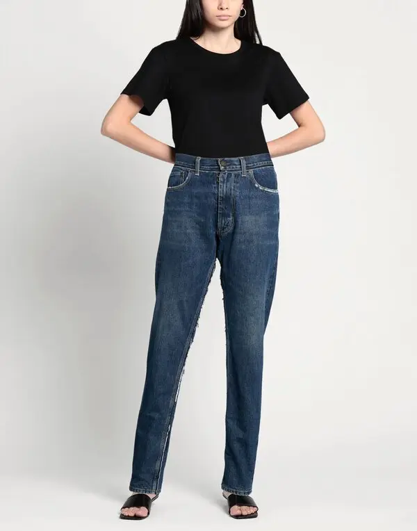 MAISON MARGIELA Dark Wash Distressed Straight-leg Jeans