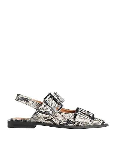 GANNI Ballet Flats In Snakeskin Print With Buckle Fastening - Black